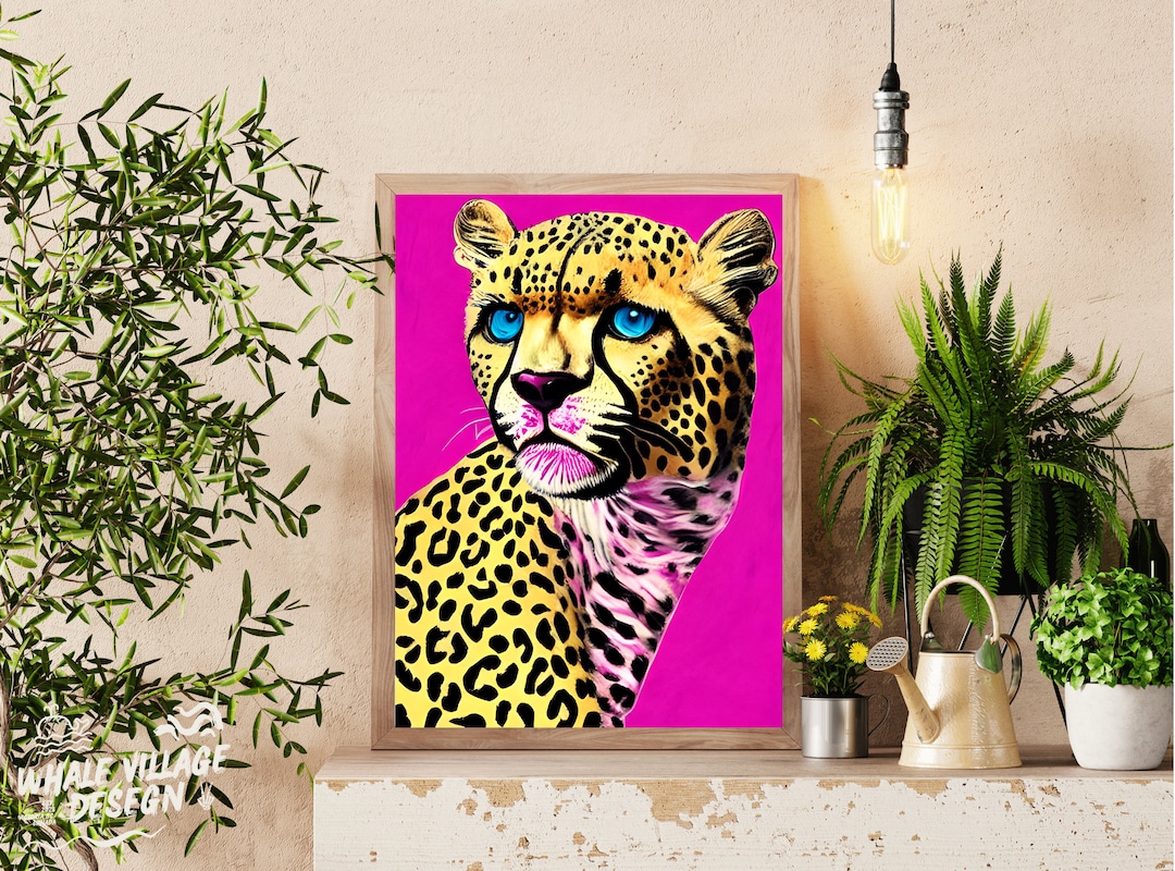 Leopard Cheetah Wall Art, Pop Art Leopard Cheetah Print Poster, Big Cat ...
