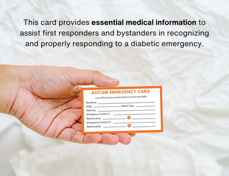 Editable Autism Emergency Card I'm With Autism Alert Card Emergency ...