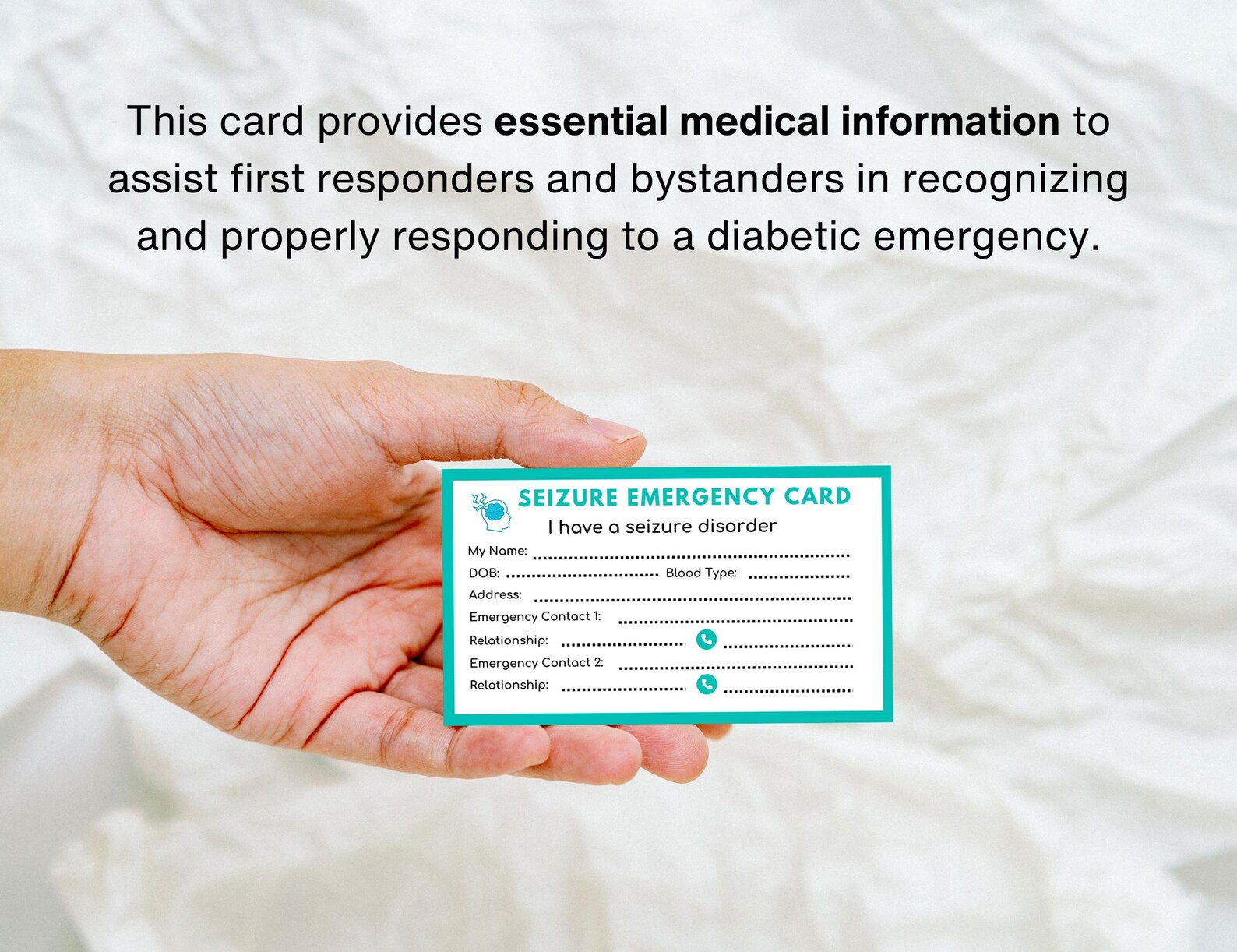 Editable Seizure Emergency Card: Medical Alert Wallet Template (digital ...
