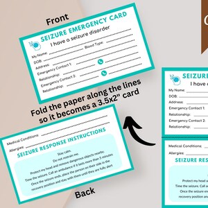 Editable Seizure Emergency Card: Medical Alert Wallet Template (digital ...