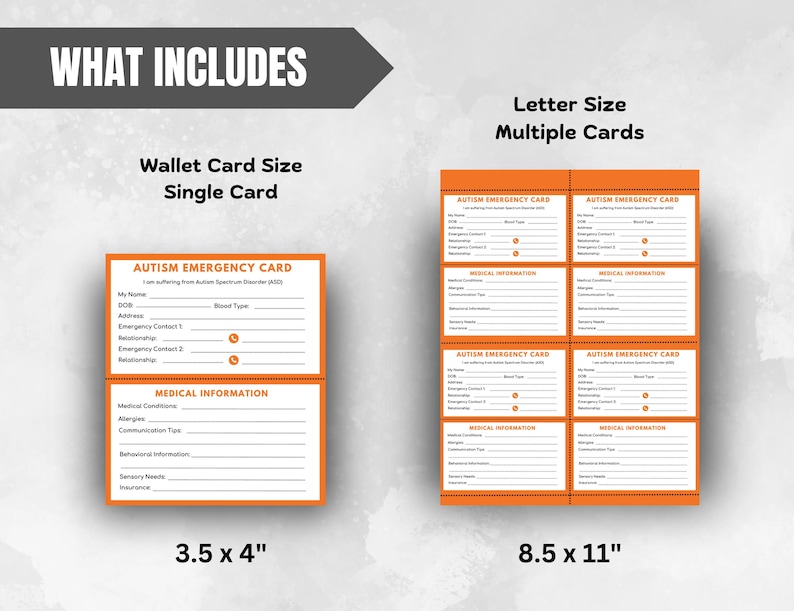 Editable Autism Emergency Wallet Card Template (digital Download) - Etsy
