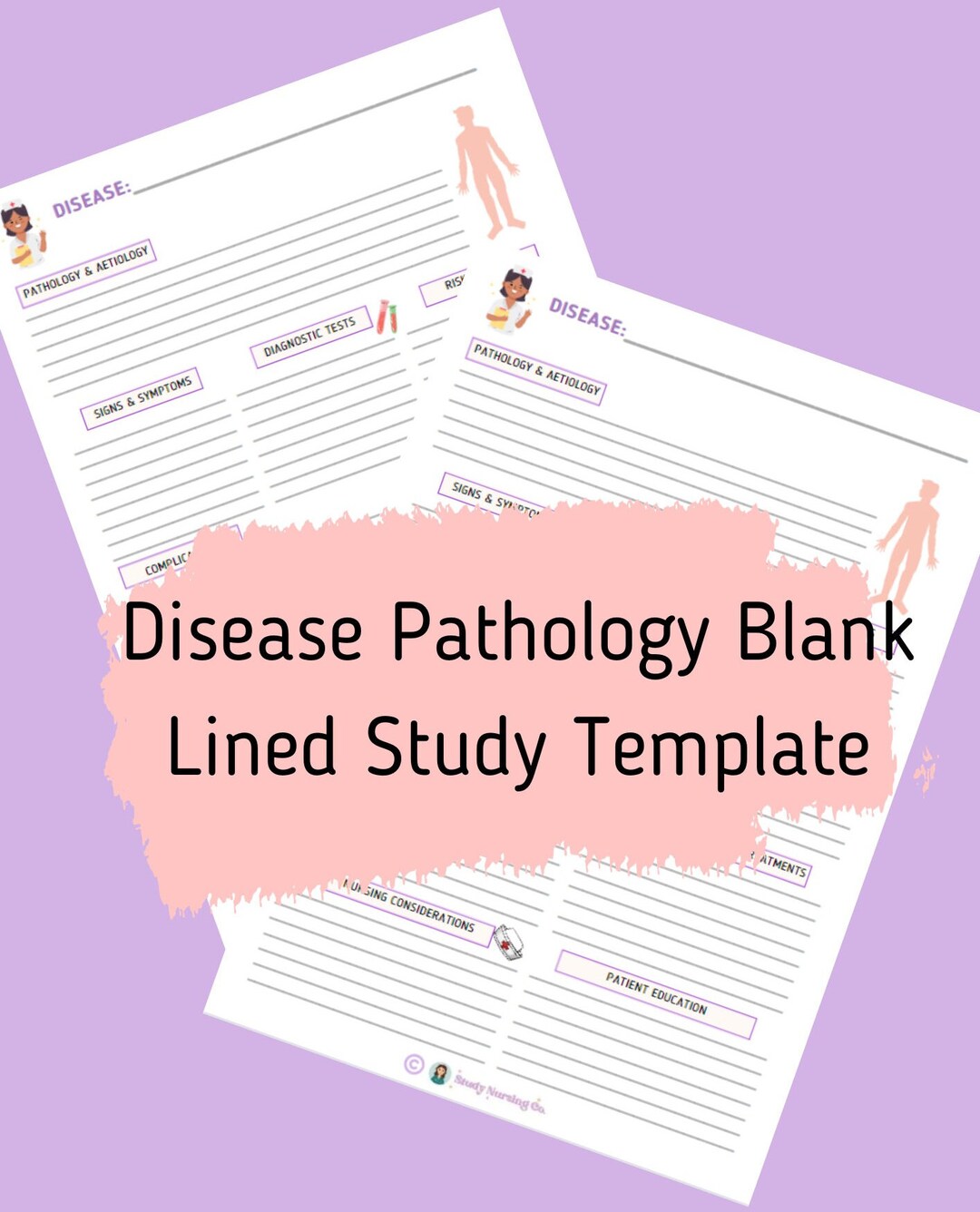 Nursing Disease Pathology Study Template Blank Lined - Etsy