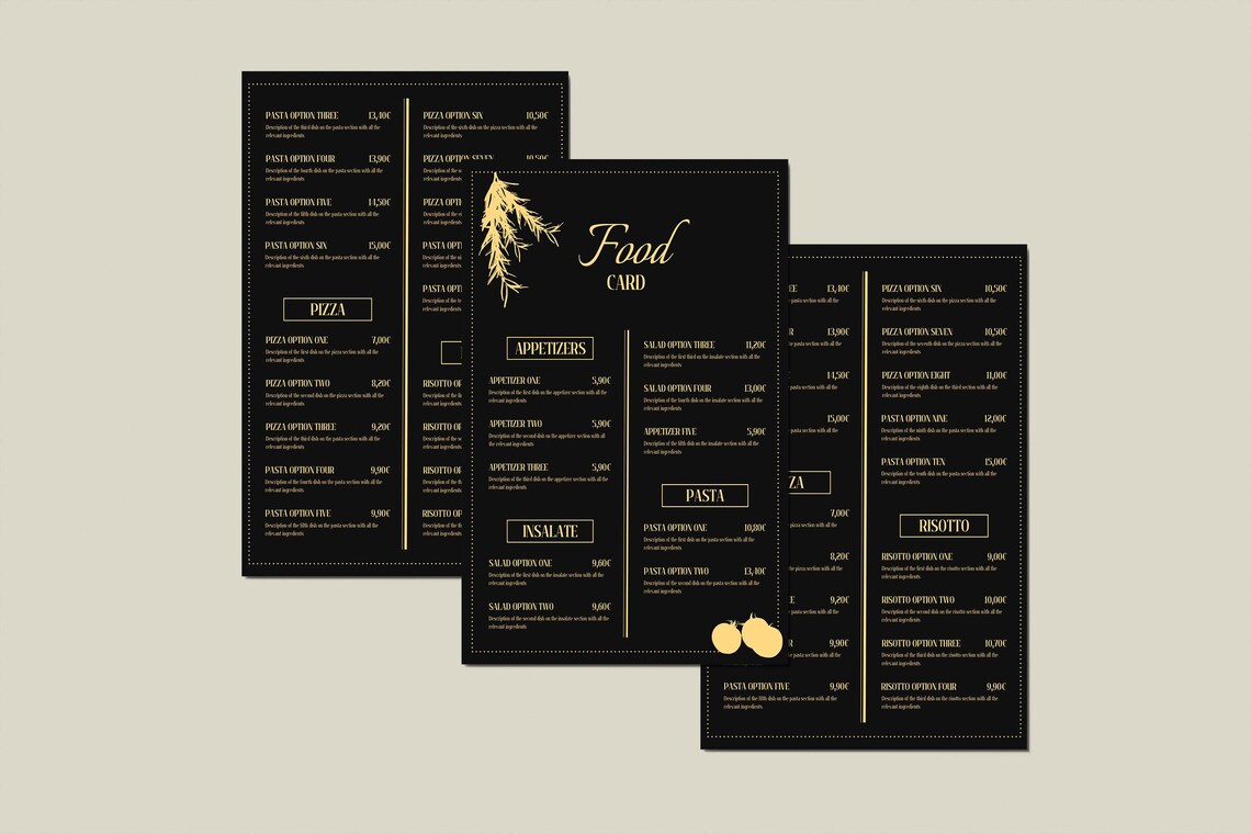 Restaurant Menu Template Elegant Restaurant Menu Customizable Menu ...