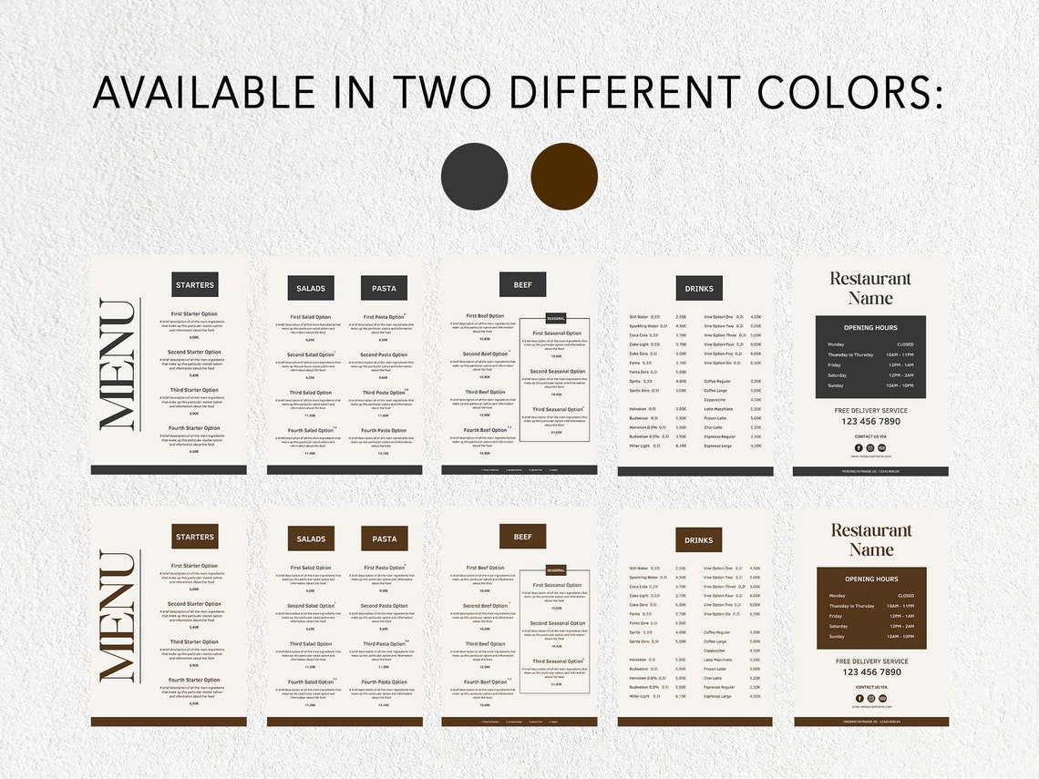 Restaurant Menu Template, Food Menu Template, Editable Restaurant Food ...
