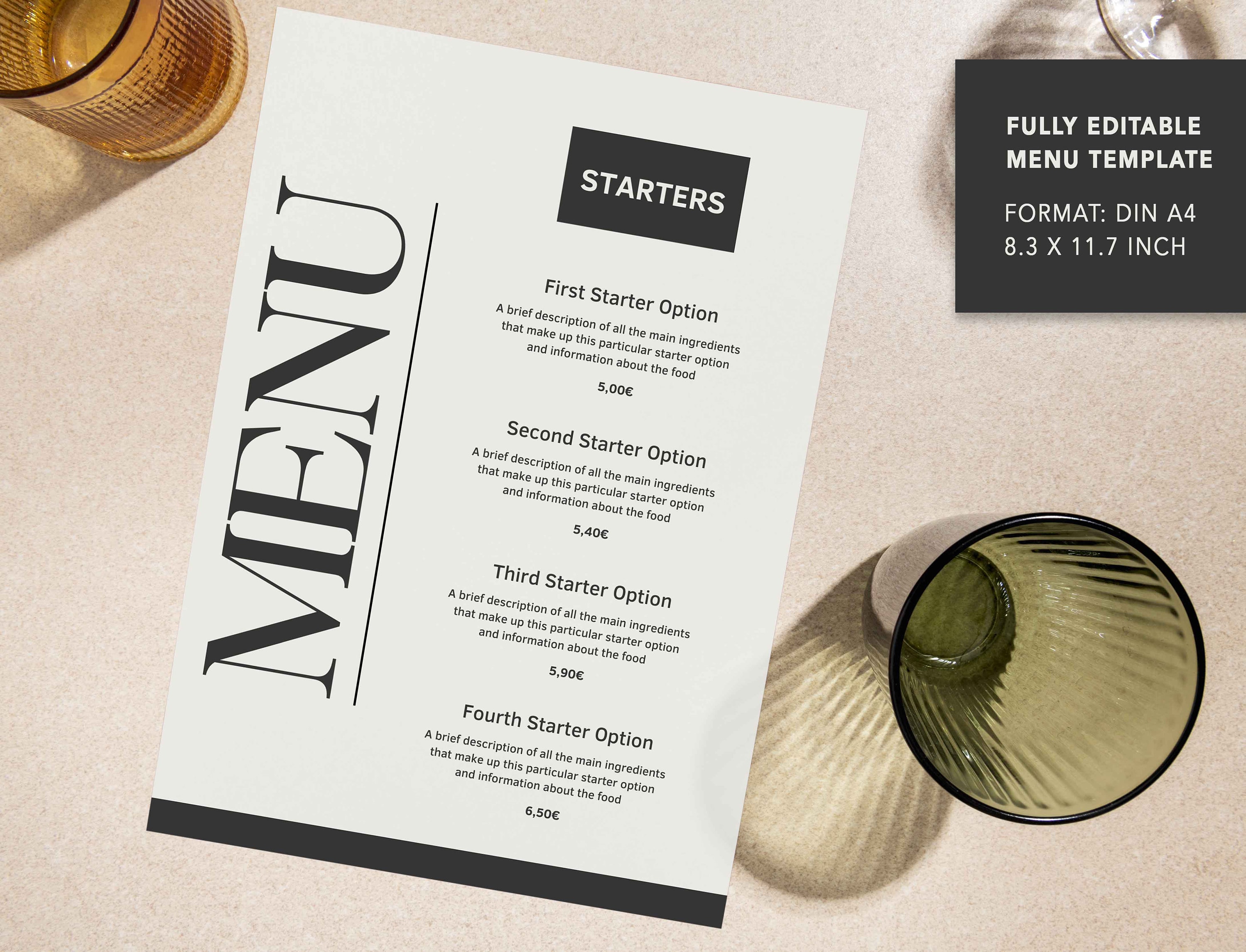 Restaurant Menu Template, Food Menu Template, Editable Restaurant Food ...