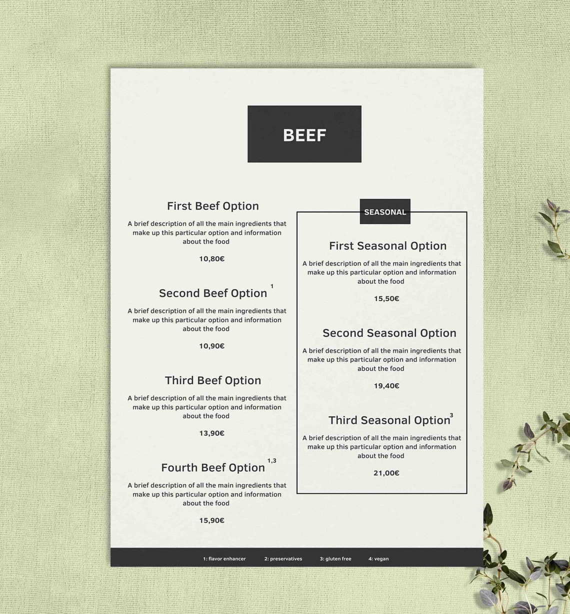 Restaurant Menu Template, Food Menu Template, Editable Restaurant Food ...