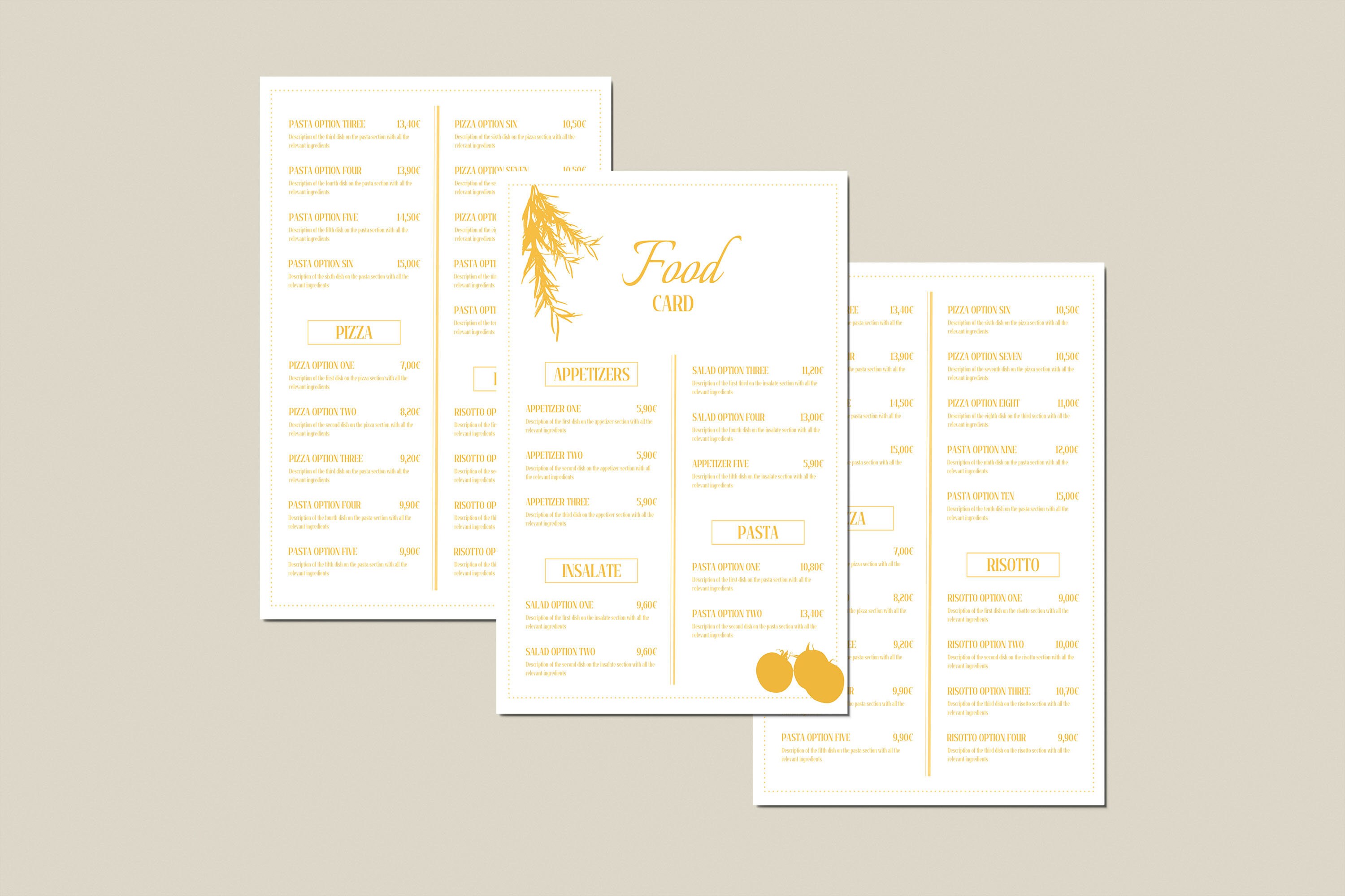 Restaurant Menu Template Elegant Restaurant Menu Customizable Menu ...