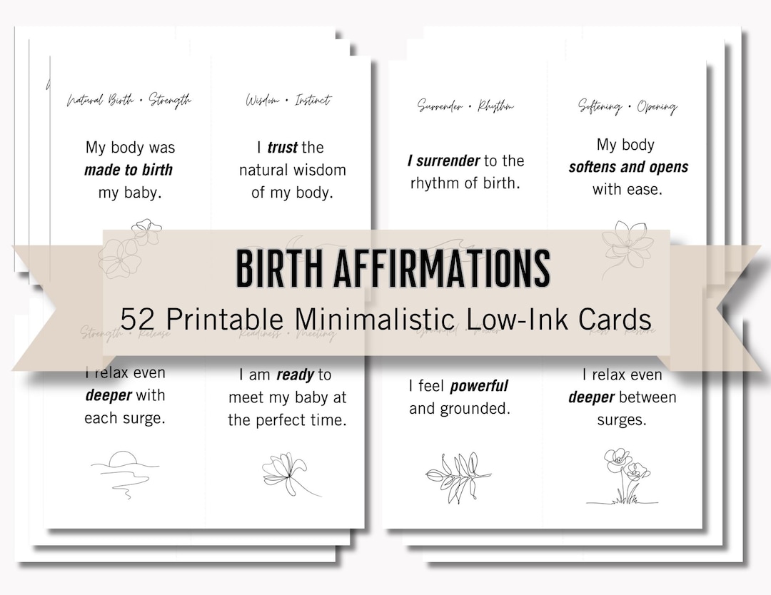 Birth Affirmations Printable Cards | Hypnobirthing | Hypnobabies ...