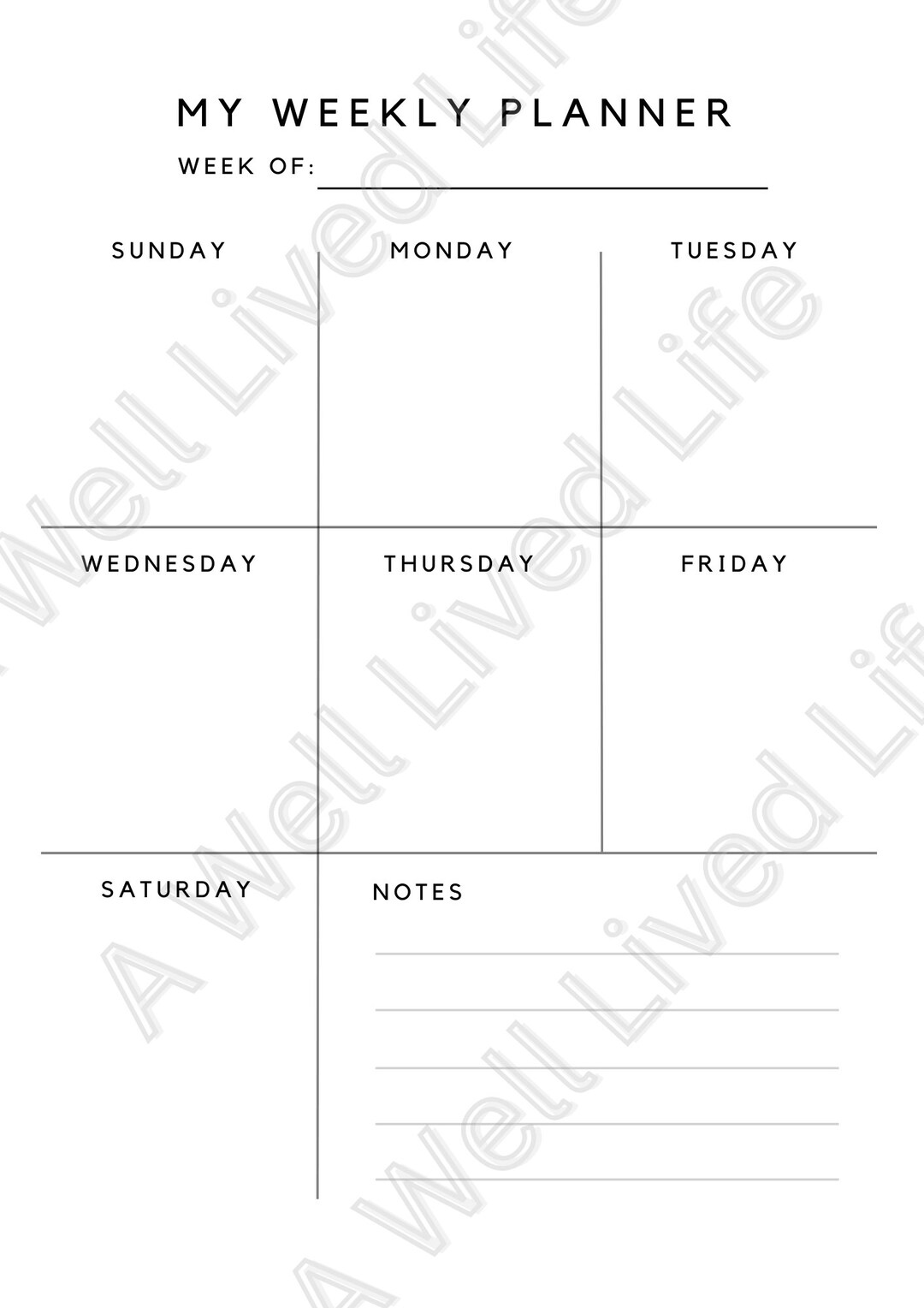 Printable PDF My Weekly Planner Caregiving Aging in Place Support - Etsy