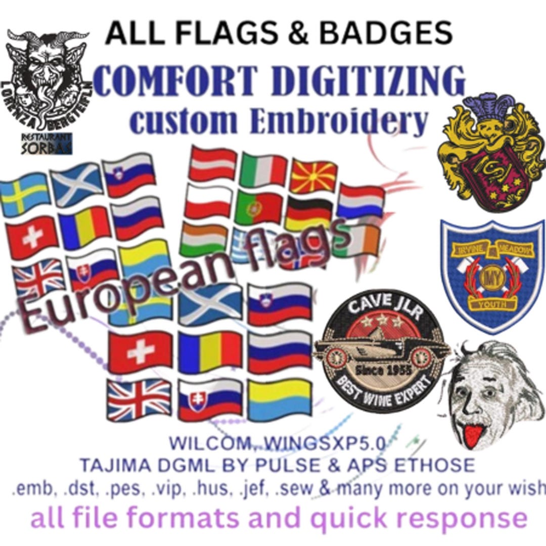 Custom Flags & Badge Digitize Files - Etsy UK