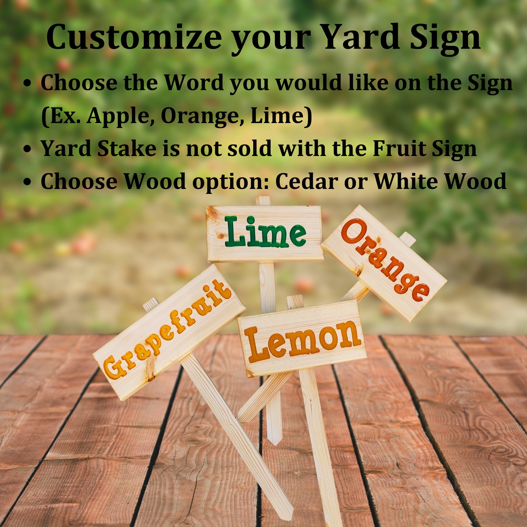 Fruit Tree Sign, Lemon Tree, Lime Tree, Outdoor Sign, Yard Art, Fruit ...