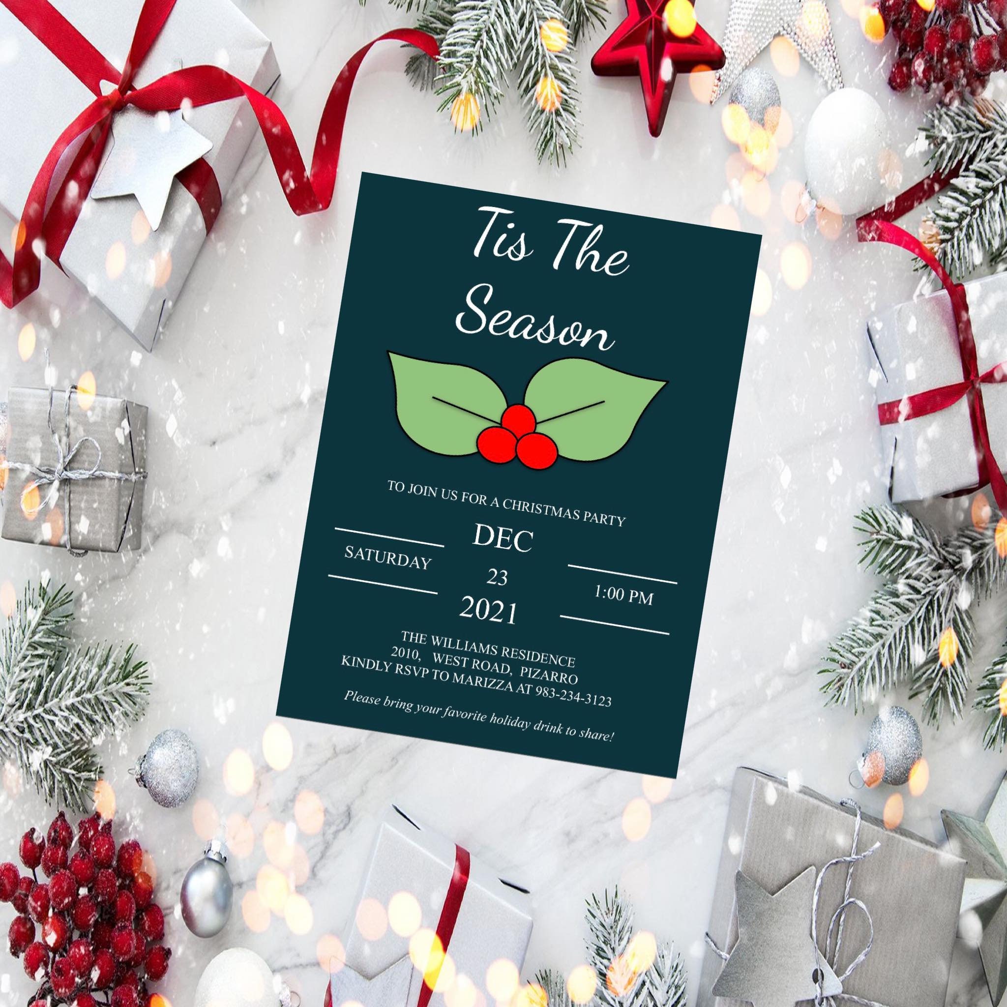 EDITABLE Christmas Party Invitation, Print at Home Holiday Party Invite ...
