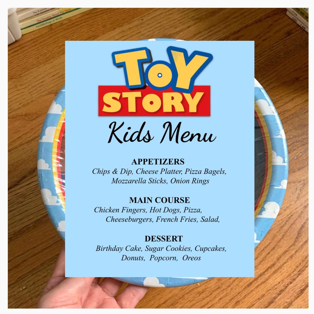 Toy Story Kids Menu, Kids Menu Template, Editable Menu, Printable Menu ...