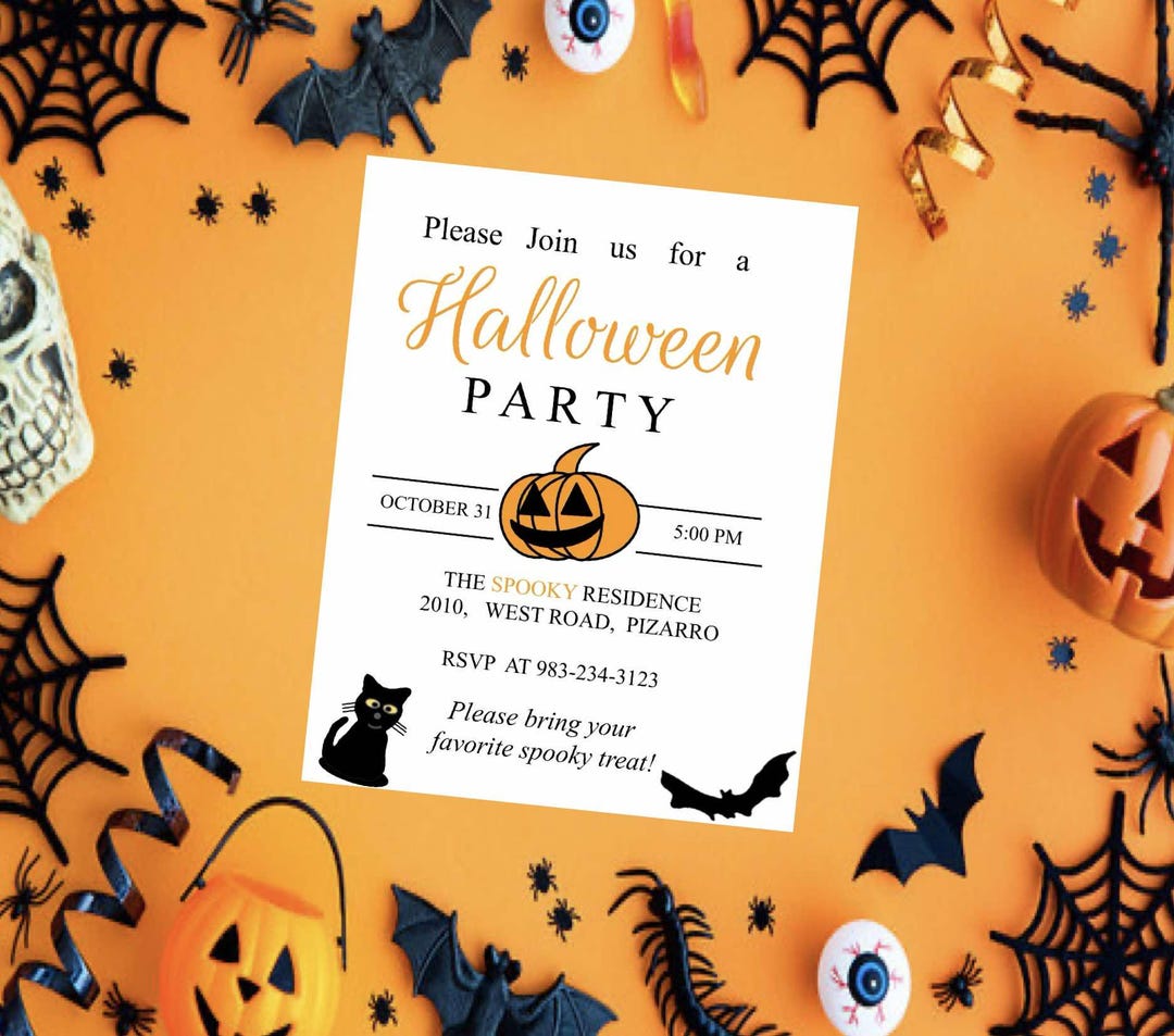 Halloween, Themed, Invitation Template, Printable, Halloween Party ...