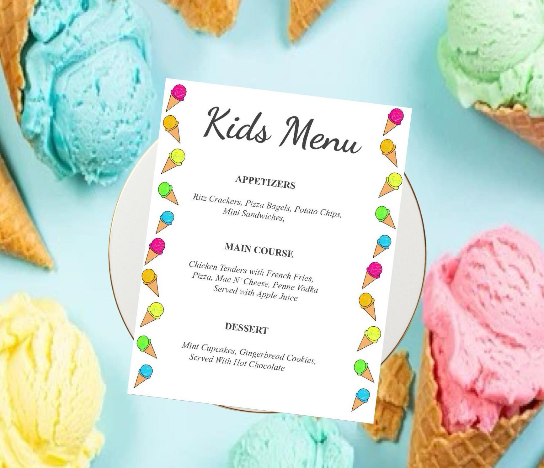 Ice Cream, Menu Template, Menu Card, Lunch Menu, Editable Template ...