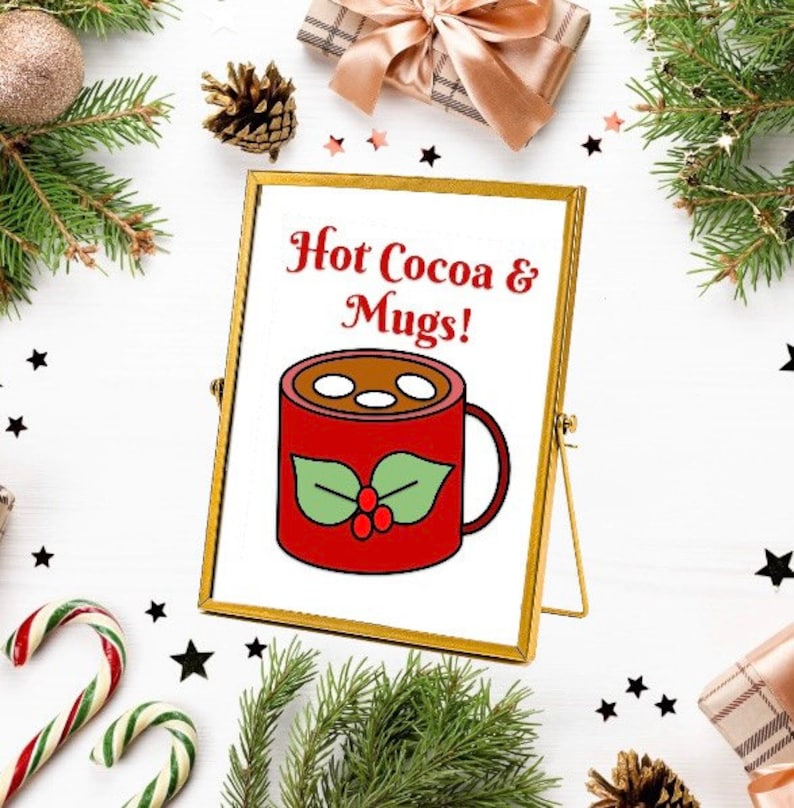 Hot Cocoa Bar Sign, Printable Hot Chocolate Bar Sign, Christmas Party ...