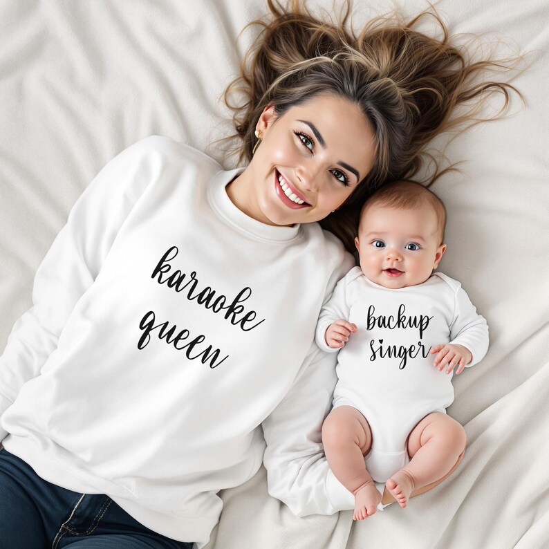 Karaoke Queen and Backup Singer Matching Sweatshirt Onesie Set, Cute ...