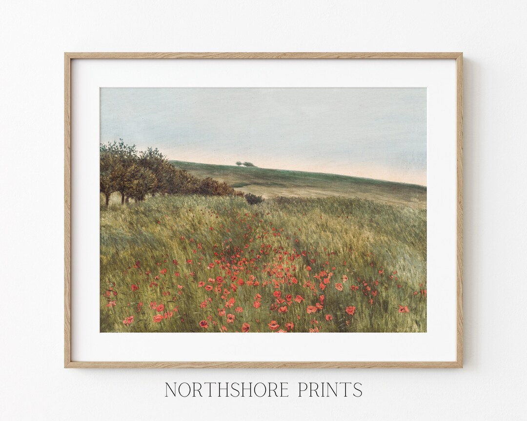 Vintage Poppy Field Art Print Antique Landscape Oil Painting - Etsy