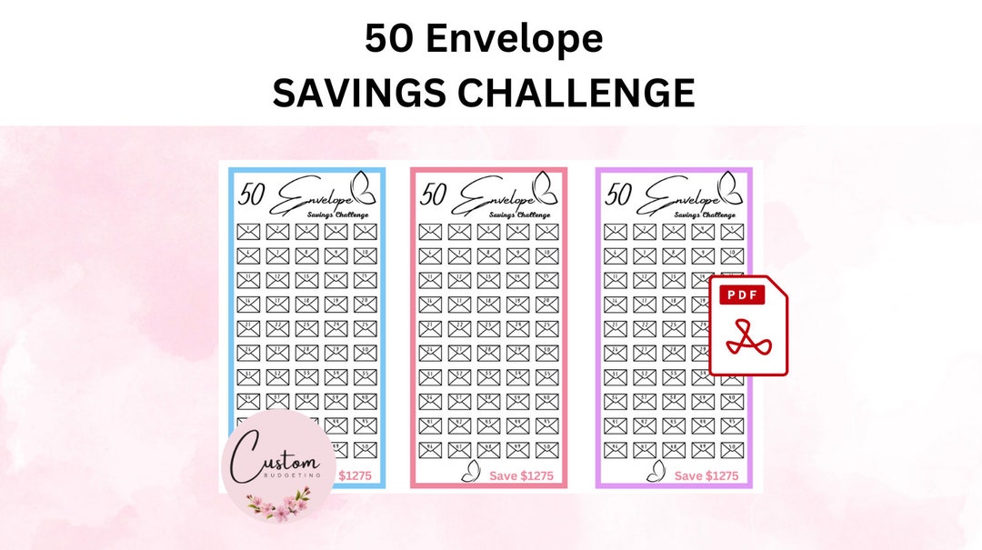 50 Envelope Challenge- Printable | Savings Challenge - Etsy