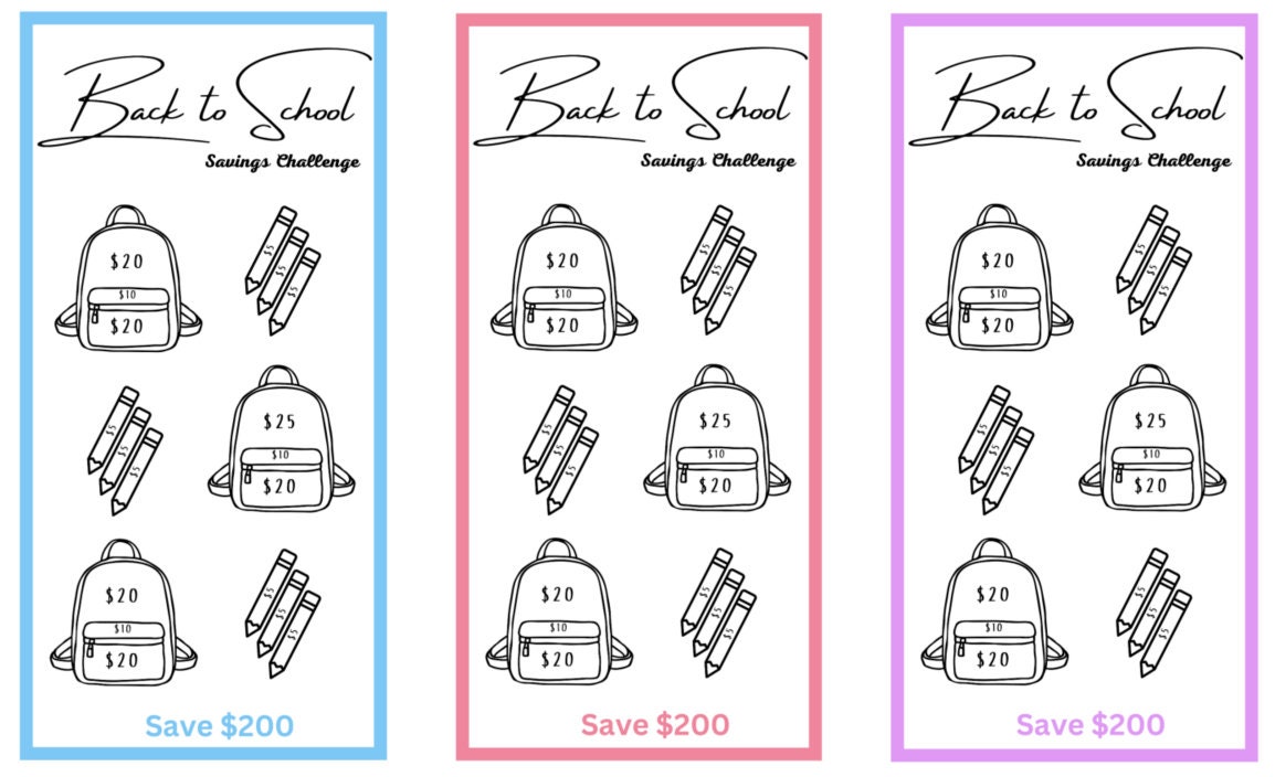 Back to School Savings Challenge Cards - Etsy