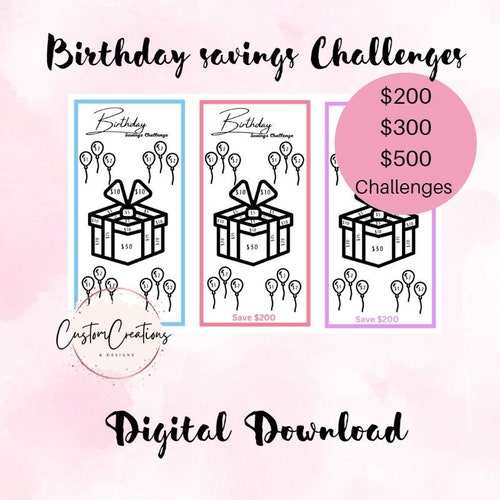 Birthday Savings Challenges L Printable Savings Challenge L A6 - Etsy