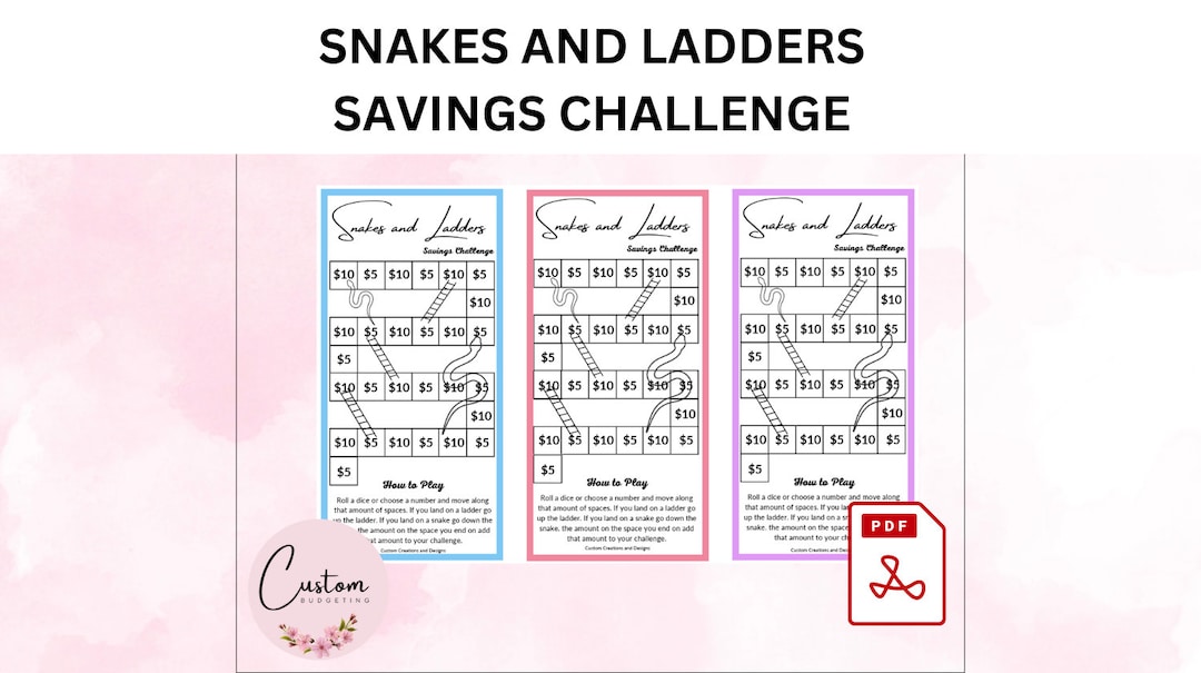 Snakes and Ladders Savings Challenge / Fun Savings Challenges / Savings ...