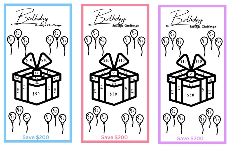 Birthday Savings Challenges L Printable Savings Challenge L A6 - Etsy
