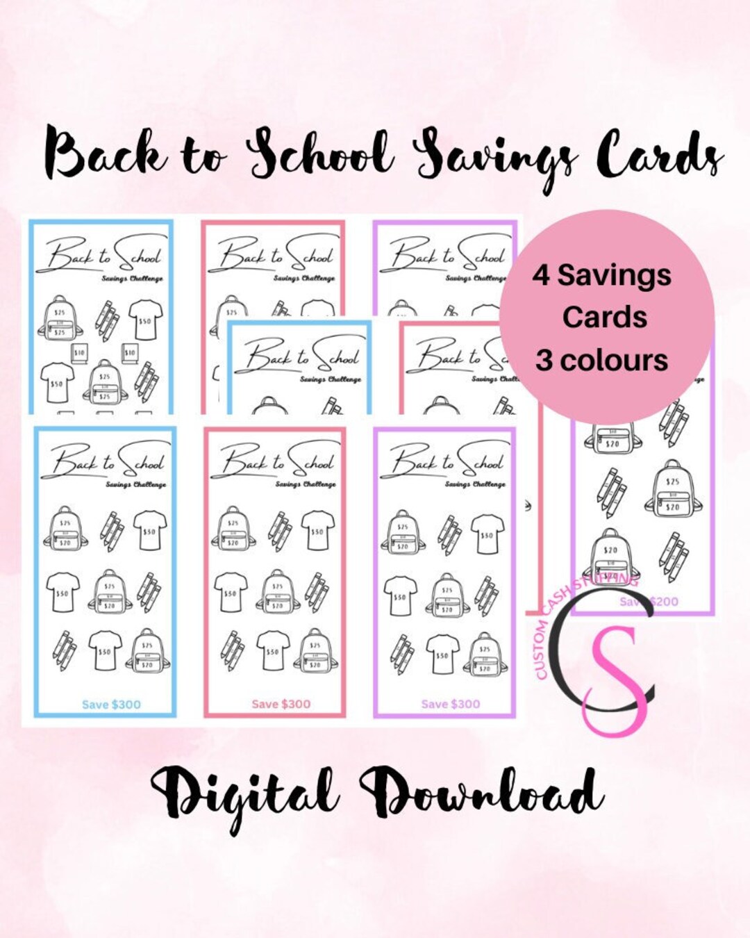 Back to School Savings Challenge Cards - Etsy