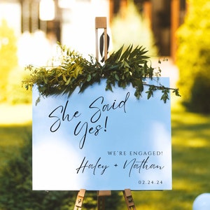She Said Yes Sign, Engagement Welcome Poster, Minimal Wedding Sign ...