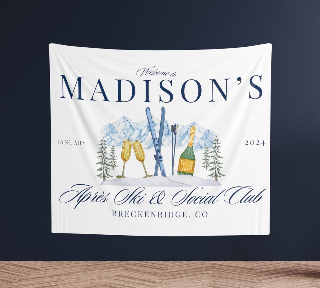 Apres Ski Custom Backdrop, Winter Bachelorette Banner, Tapestry Wall ...