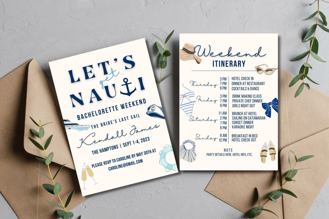 Bachelorette Invite Nautical Invitation, Lets Get Nauti Digital Template, Bachelorette Party ...