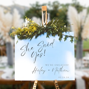 She Said Yes Sign, Engagement Welcome Poster, Minimal Wedding Sign ...