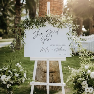 She Said Yes Sign, Engagement Welcome Poster, Minimal Wedding Sign ...