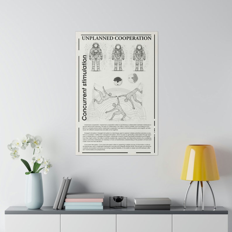 Unplanned Cooperation Astronauts Art Poster - Surrealistic Biomechanics ...