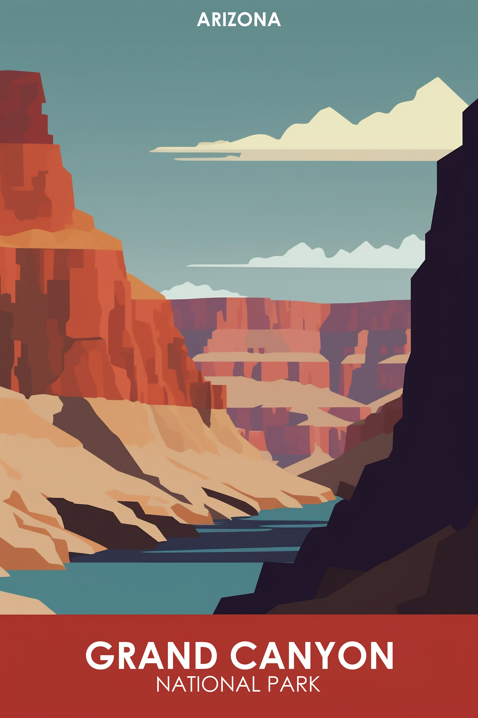 Grand Canyon National Park Art Print: Retro Arizona Travel Poster ...