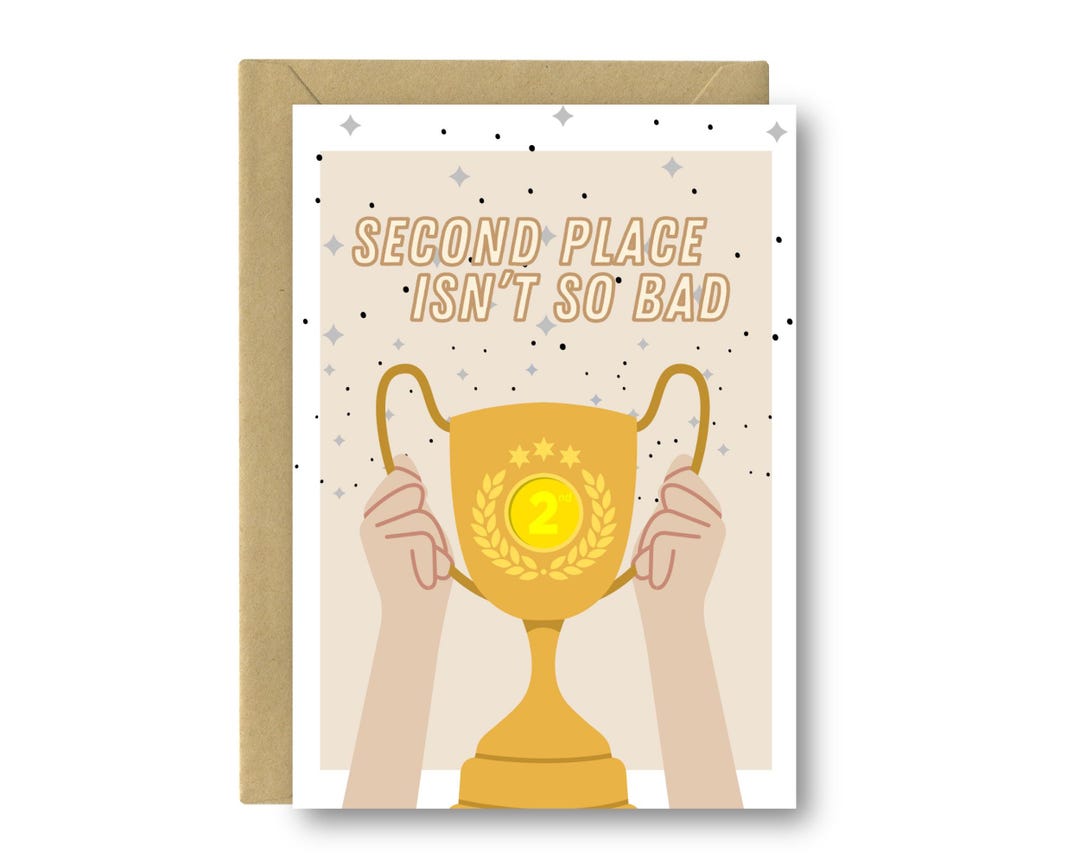 Runner up Greeting Card - Funny Trophy, Second Place - Etsy