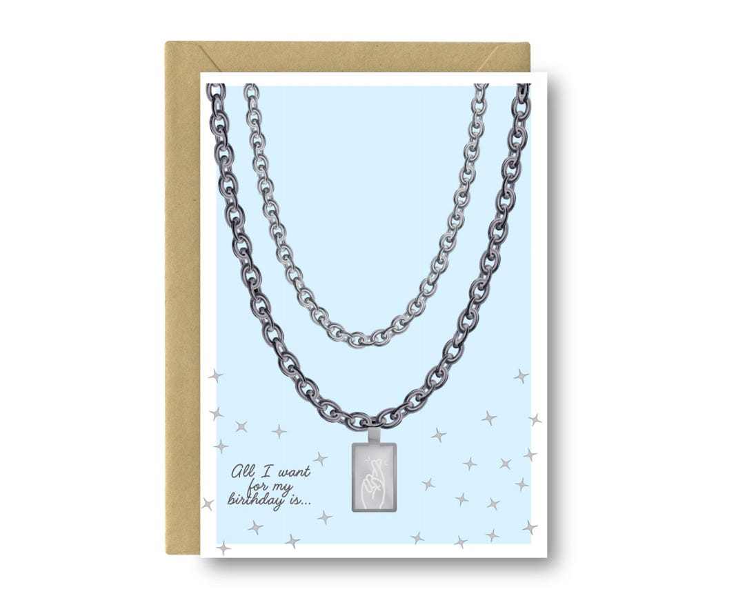 Two Chains Birthday Greeting Card - Silver Jewelry Wish - Etsy