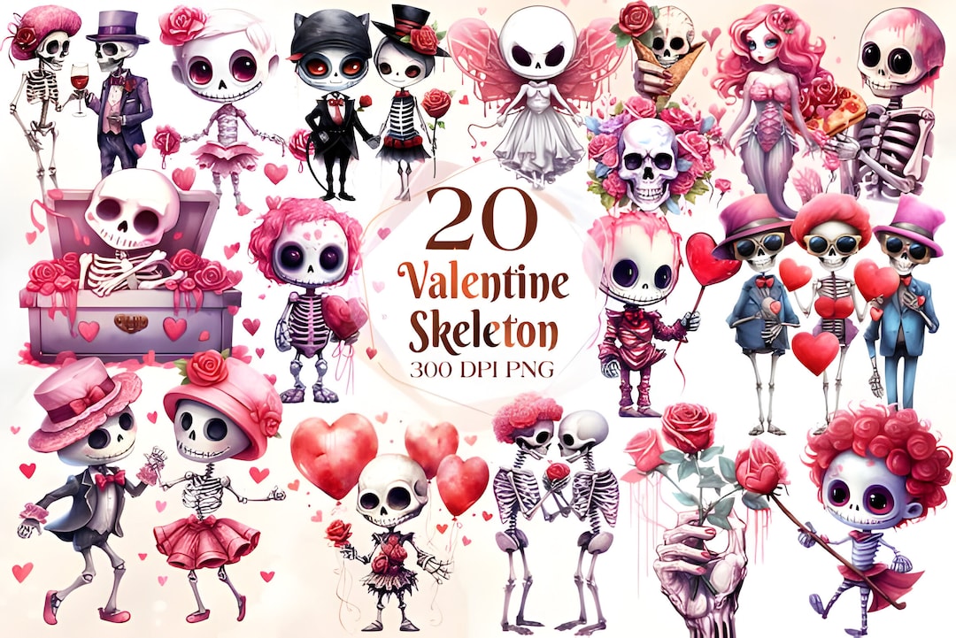 Skeleton Valentine PNG BUNDLE, Funny Valentine's Png, Valentine's Day ...