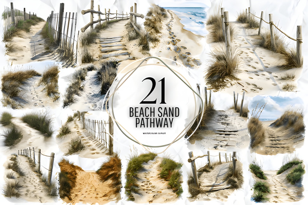Beach Sand Pathway Clipart PNG Nautical Summer Beach Children Shells ...