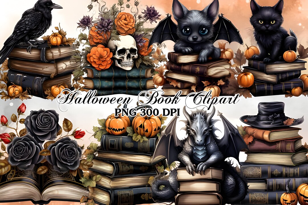 Halloween Books Watercolor Clipart Bundle | PNG Trick or Treat Images ...