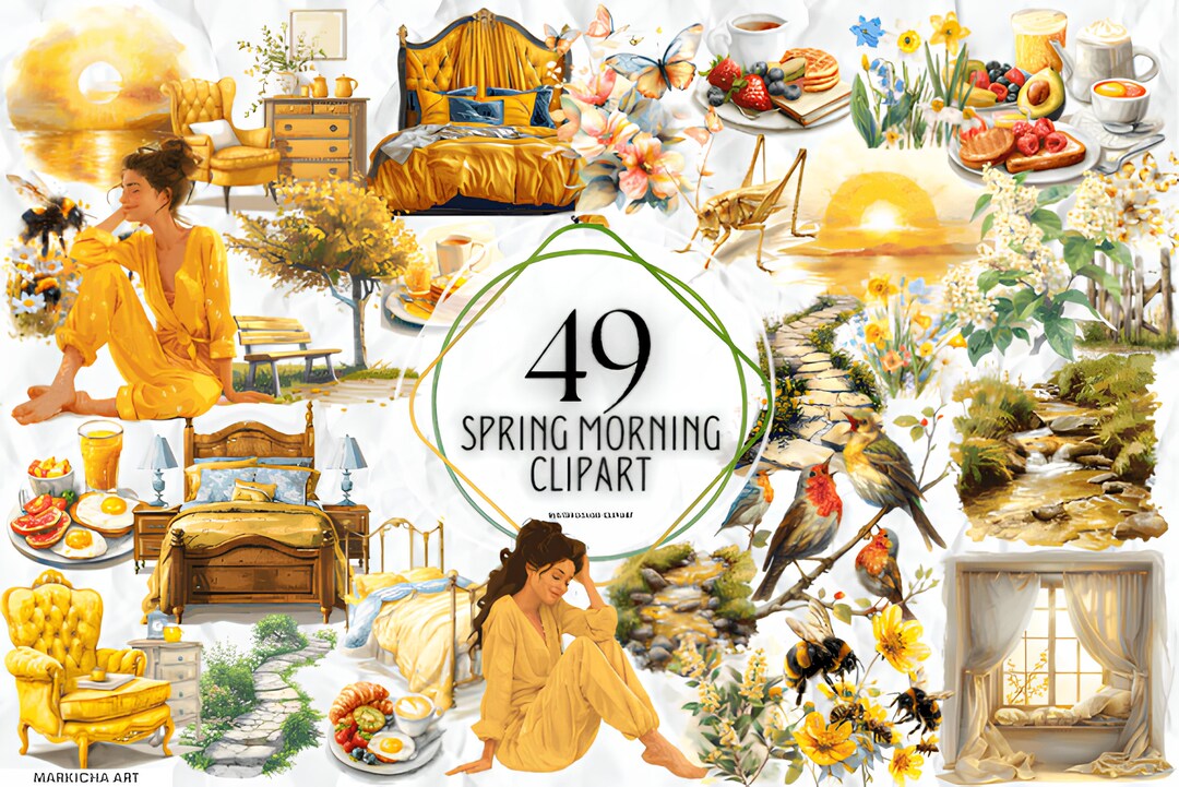 Cozy Spring Morning Clipart Bundle,journaling , Vintage, Aesthetic ...