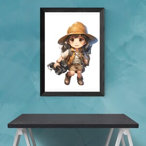 Cute Archeologist Chibi Girls,watercolor Girls, Cute Illustrations ...