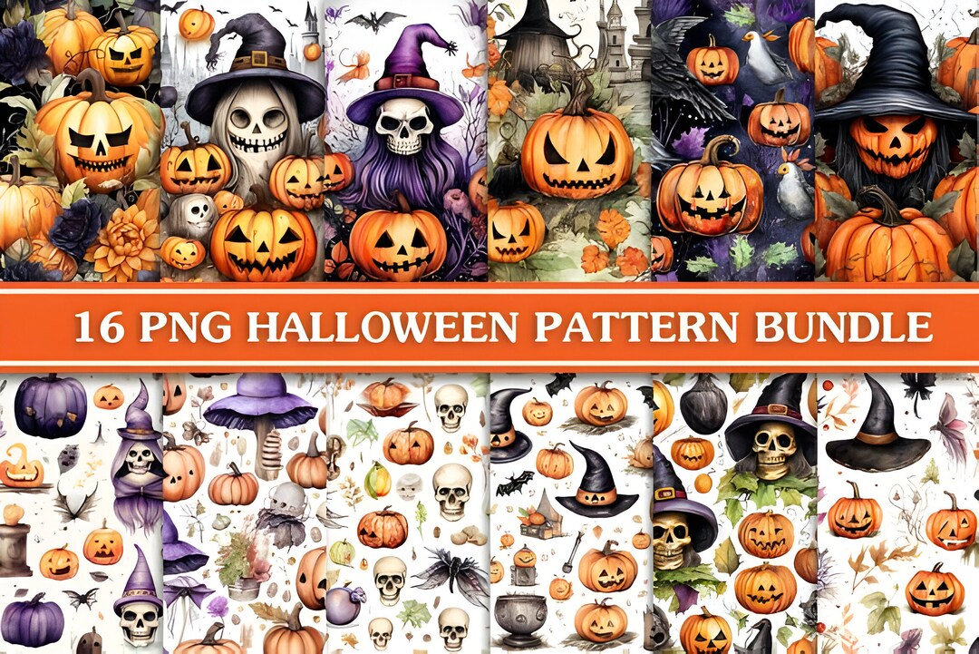 Halloween Digital Paper Pattern, Boo Wallpaper, Halloween Papers ...