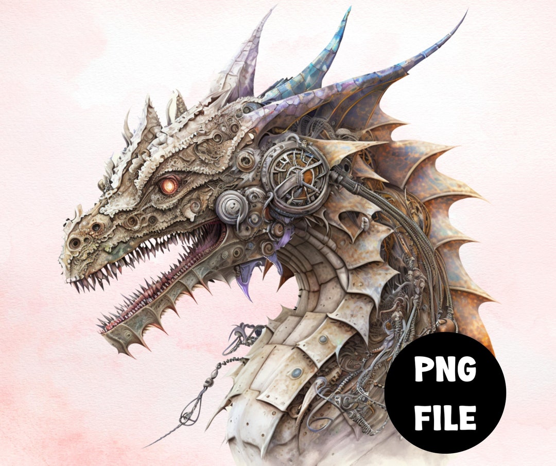 Steampunk Dragons Clipart, PNG, Full Commercial Use, Fantasy Clipart ...