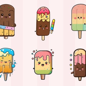 Kawaii Popsicles Clipart - Popsicle Clipart - Instant Download - Summer ...