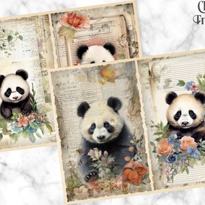 Watercolor Baby Panda Junk Journal Printable Page, Cute Panda Junk ...
