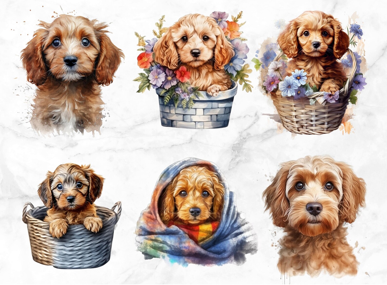 Cockapoo Clipart Cute Dog Clipart Dog PNG Watercolor Cockapoo PNG Dog ...