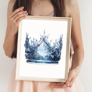 Crystal Frozen Royal Crowns Clipart, Watercolor Fantasy Clipart ...