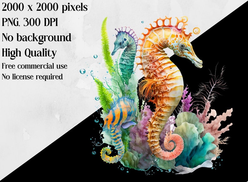 Seahorse Clipart, Nautical Clipart. Ocean Animal. Sea Animals Clip Art ...