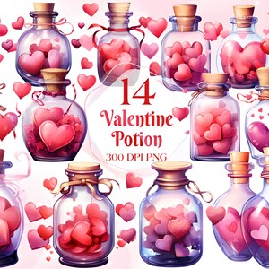 Valentines Love Potion Clipart Bundle, Valentines Clipart, Valentines ...